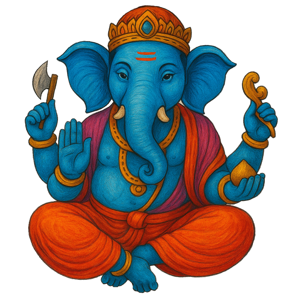Ganesh Ji Blue Color Illustration (Transparent Background)