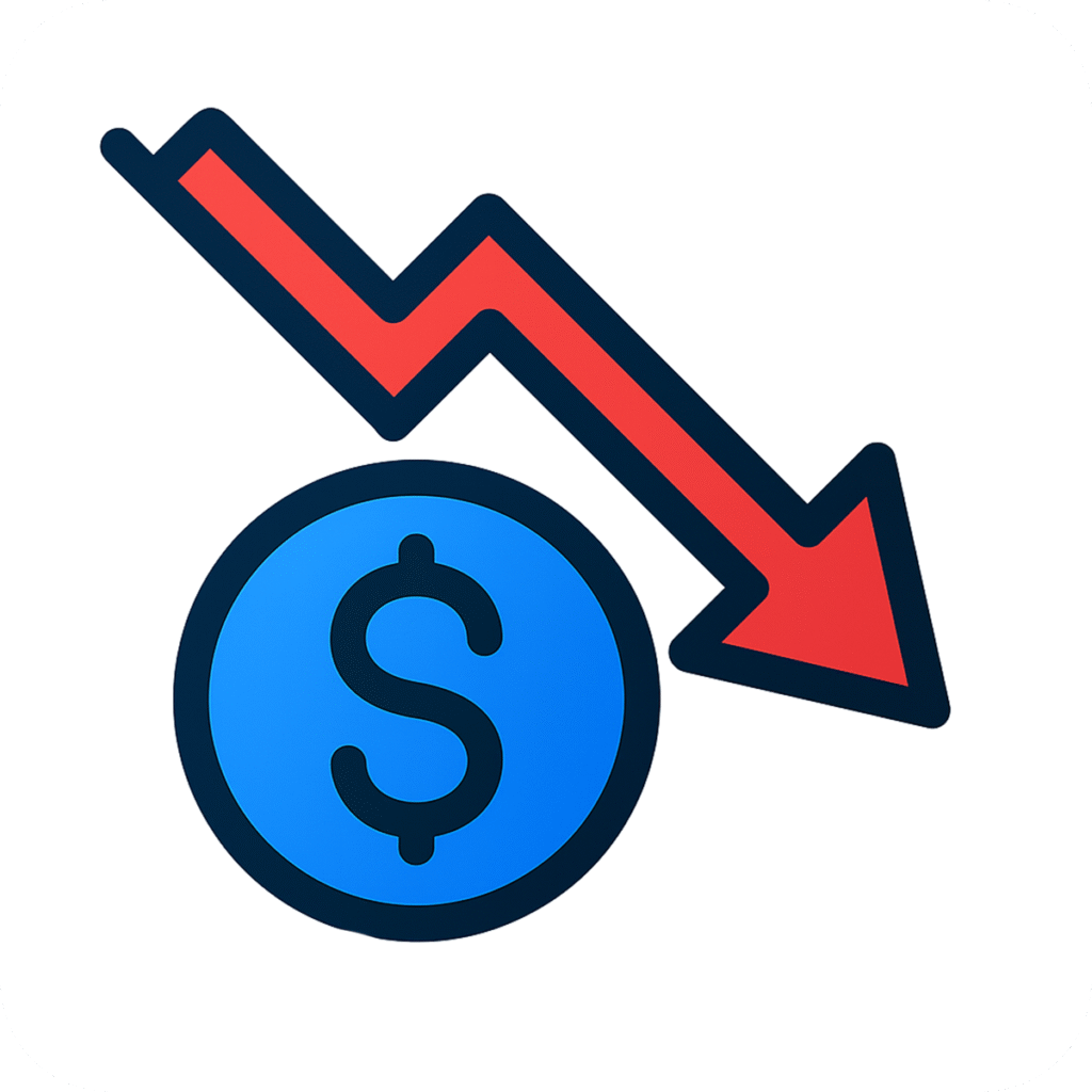 Loss Arrow Dollar Sign Icon PNG – 100% Free Download with Background ...