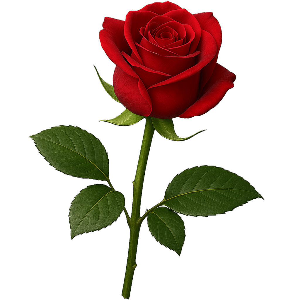 Rose Single Red PNG – 100% Free Download Transparent Background