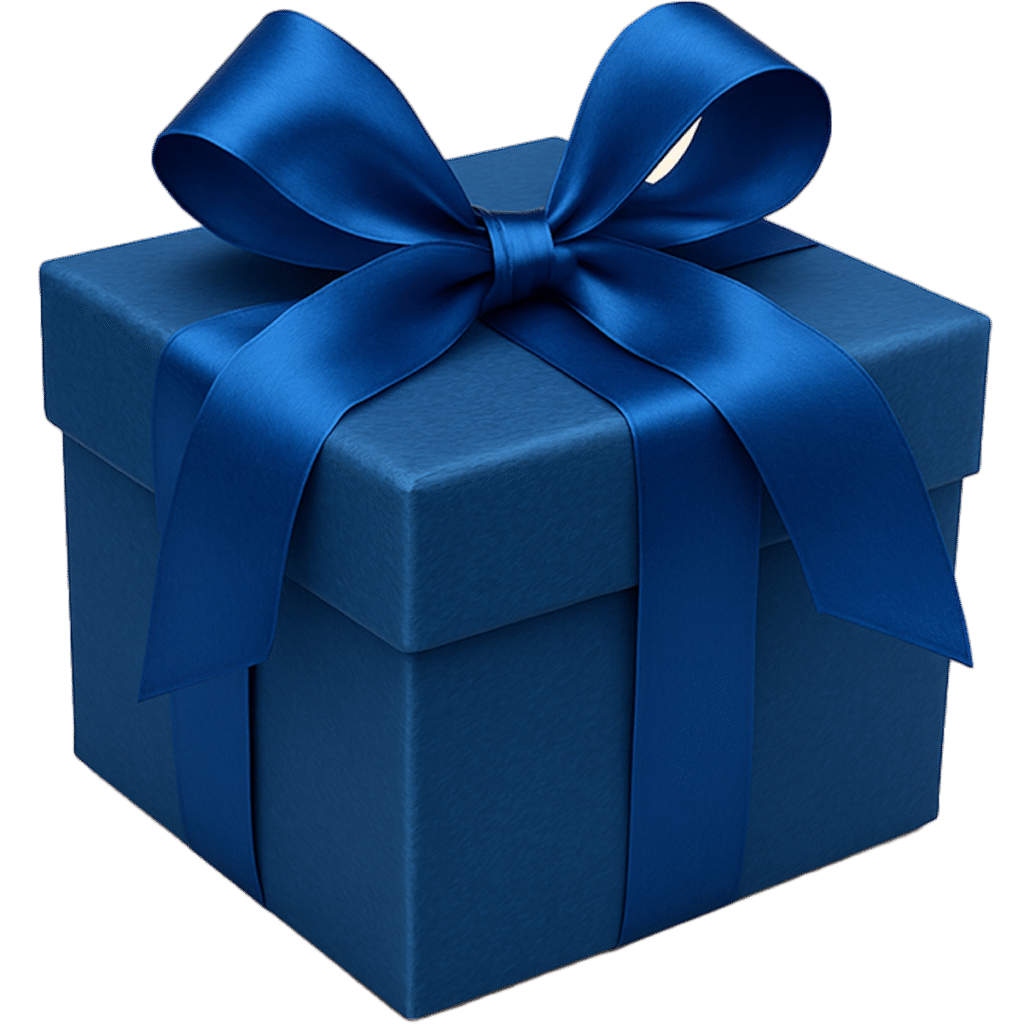 Blue Gift Box Transparent PNG 100% Free Download – Festive Overlay